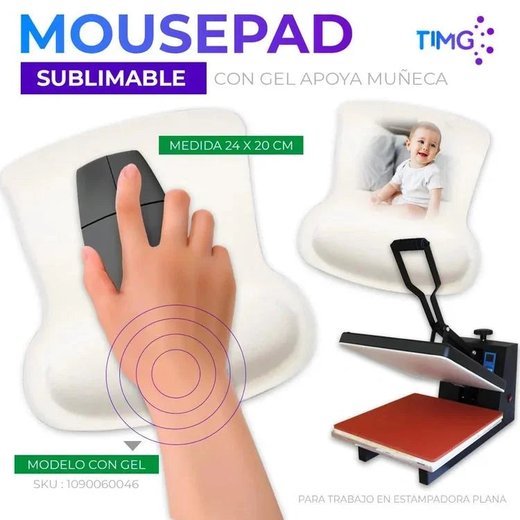 Mouse Pad blanco con apoyo de muñeca 24x20 Sublimable – TIMG Peru